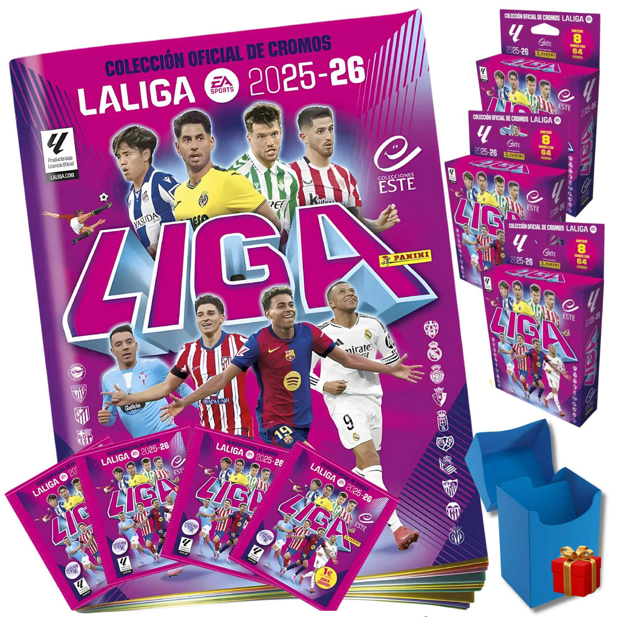 Pack Álbum + 24 Sobres + Deckbox Panini Liga Este 2025/26 — Híper Ocio